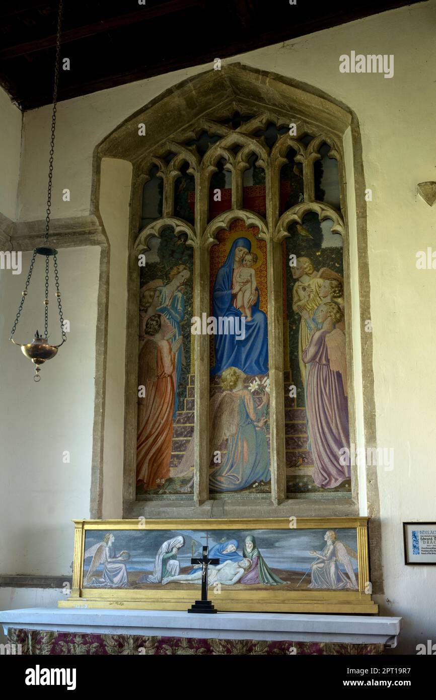 Painted wooden panels in north aisle chapel, St. Mary`s Church ...
