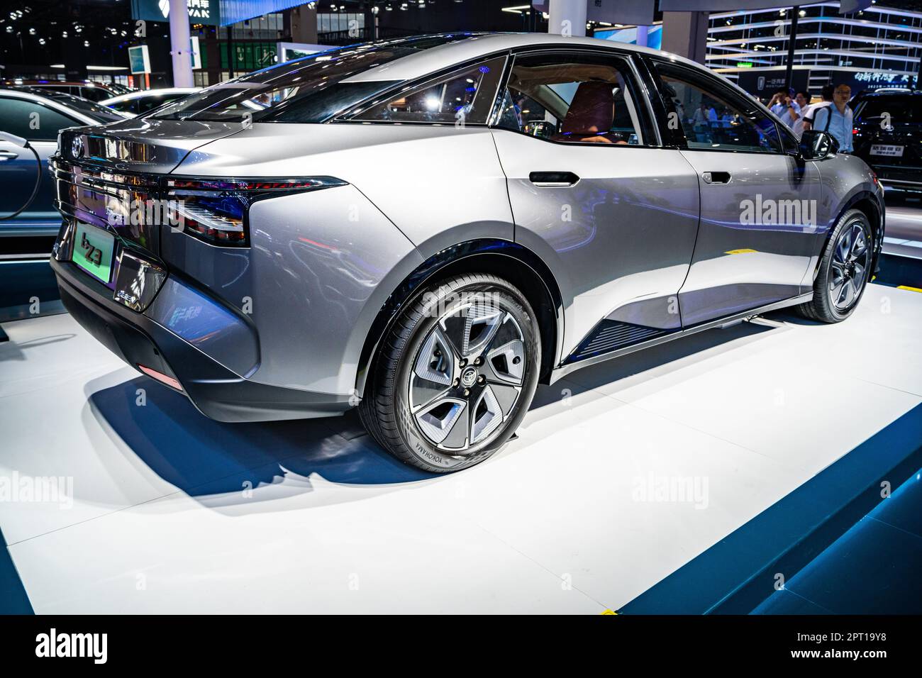 FAW Toyota bZ3 electric sedan built with BYD batteries and technology on display at the 2023 ...