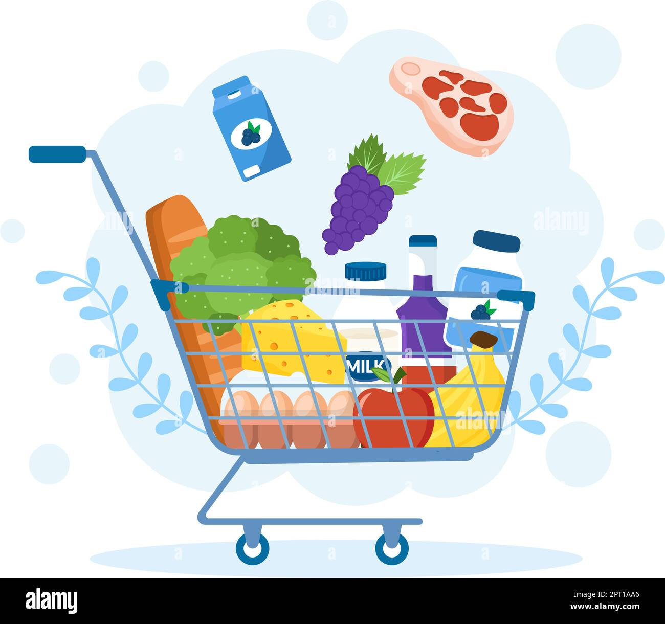 Grocery Store or Supermarket with Food Product Shelves, Racks Dairy ...