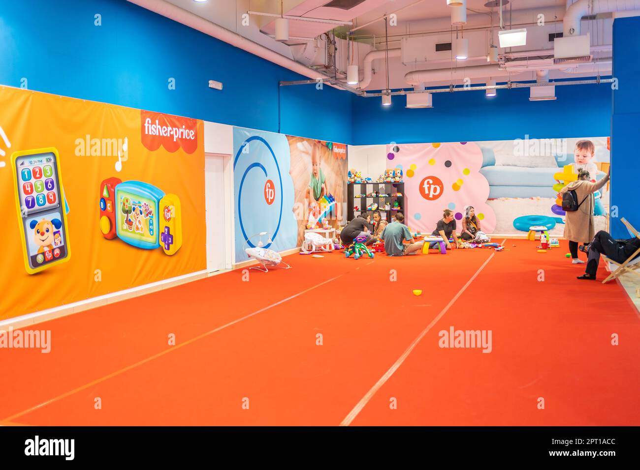 Prague, Czech Republic - April 27, 2023: Children playing in children's ...