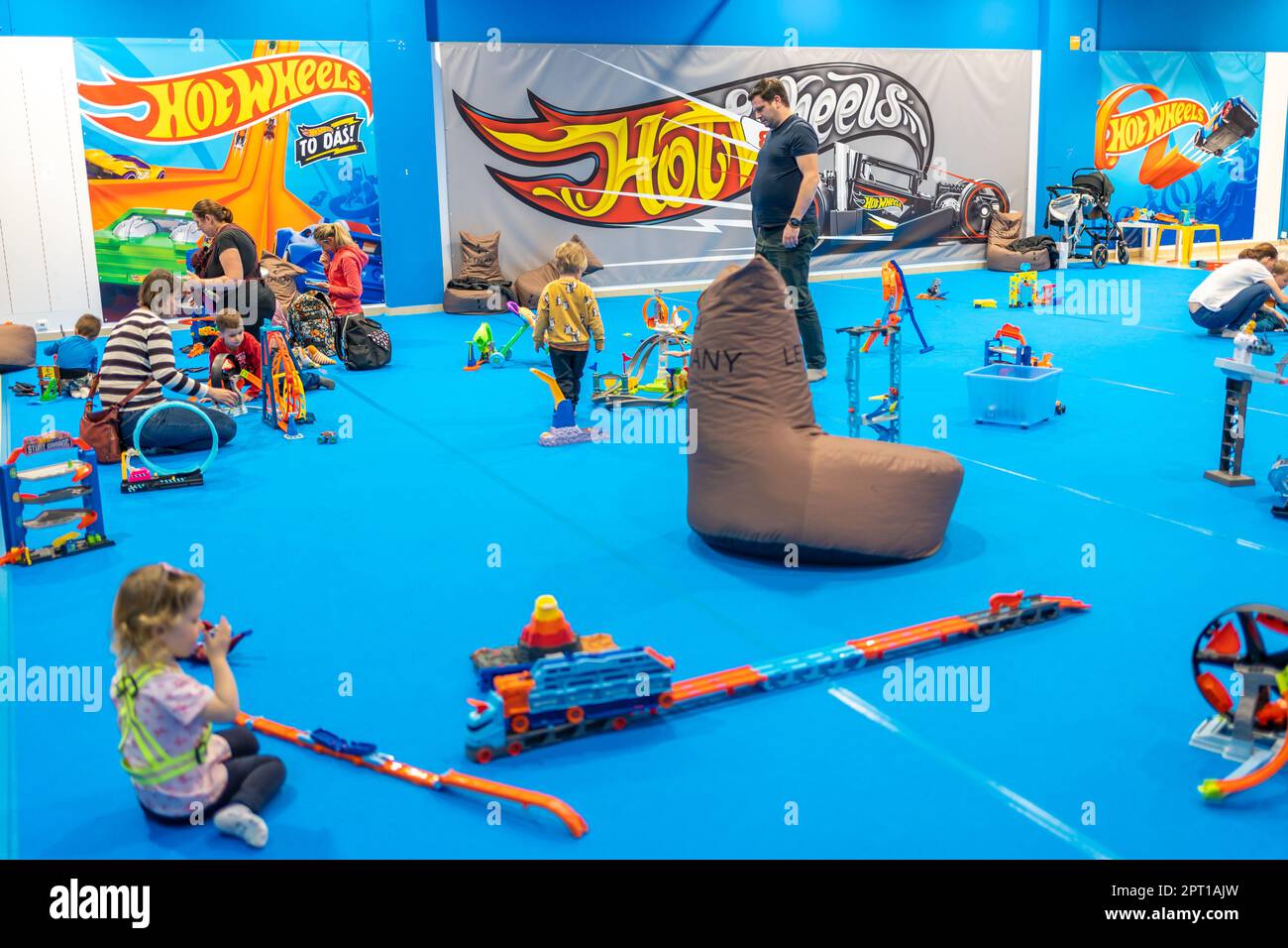 Prague, Czech Republic - April 27, 2023: Children playing in children's ...