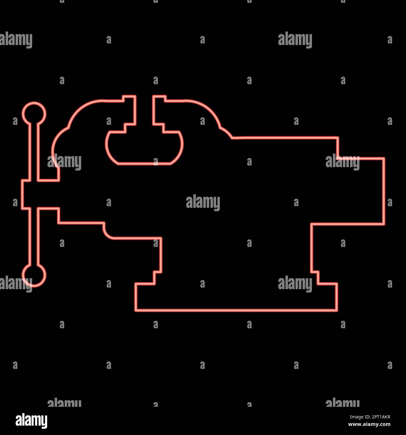 Neon vice Jaw vise Repair clamp tool red color vector illustration ...
