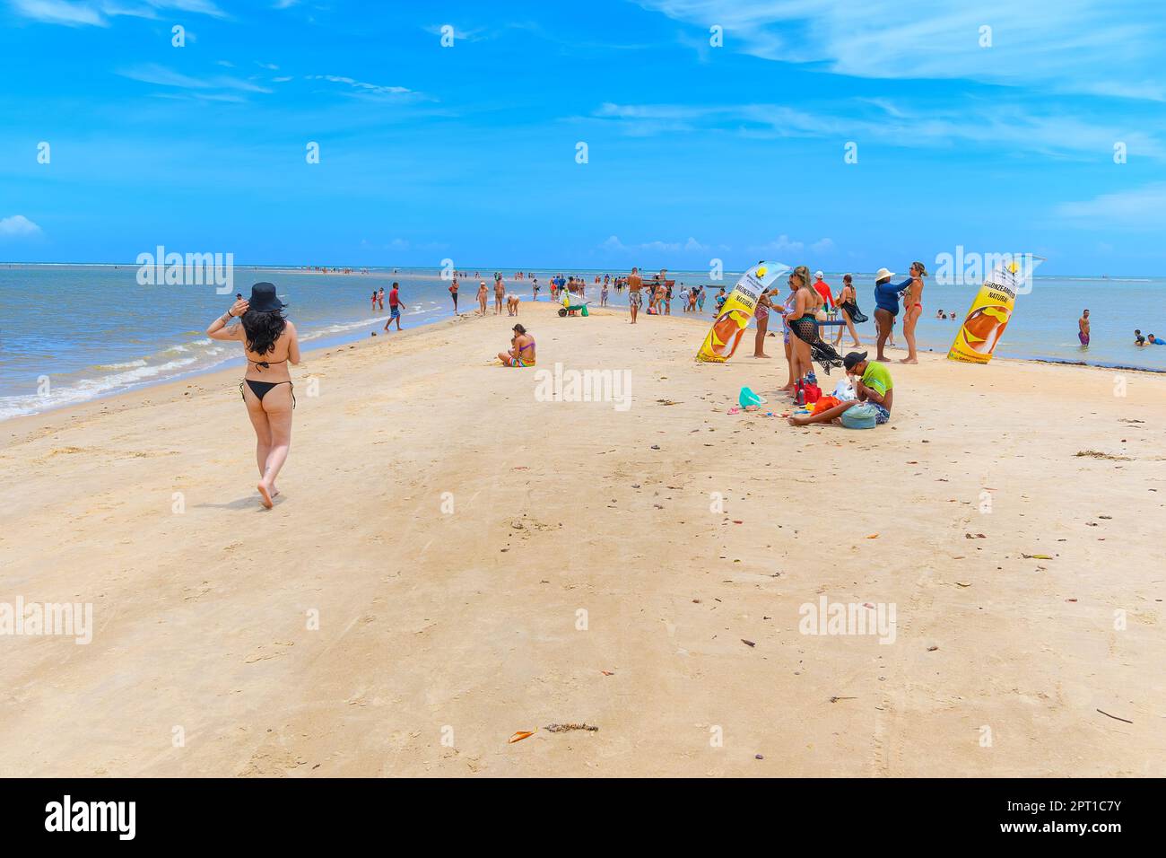 Santa Cruz Cabralia, BA, Brazil - January 05, 2023: The sand path into ...