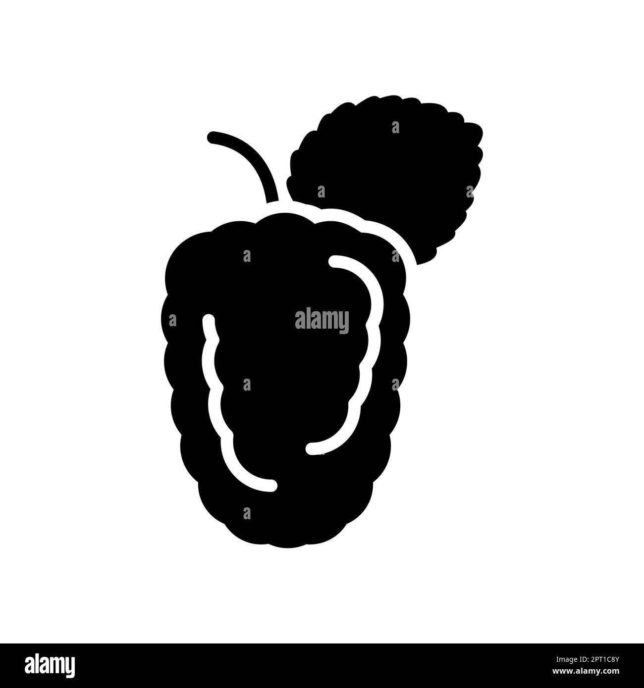 Mulberry fruit with leaves vector glyph icon. Graph symbol for food and ...