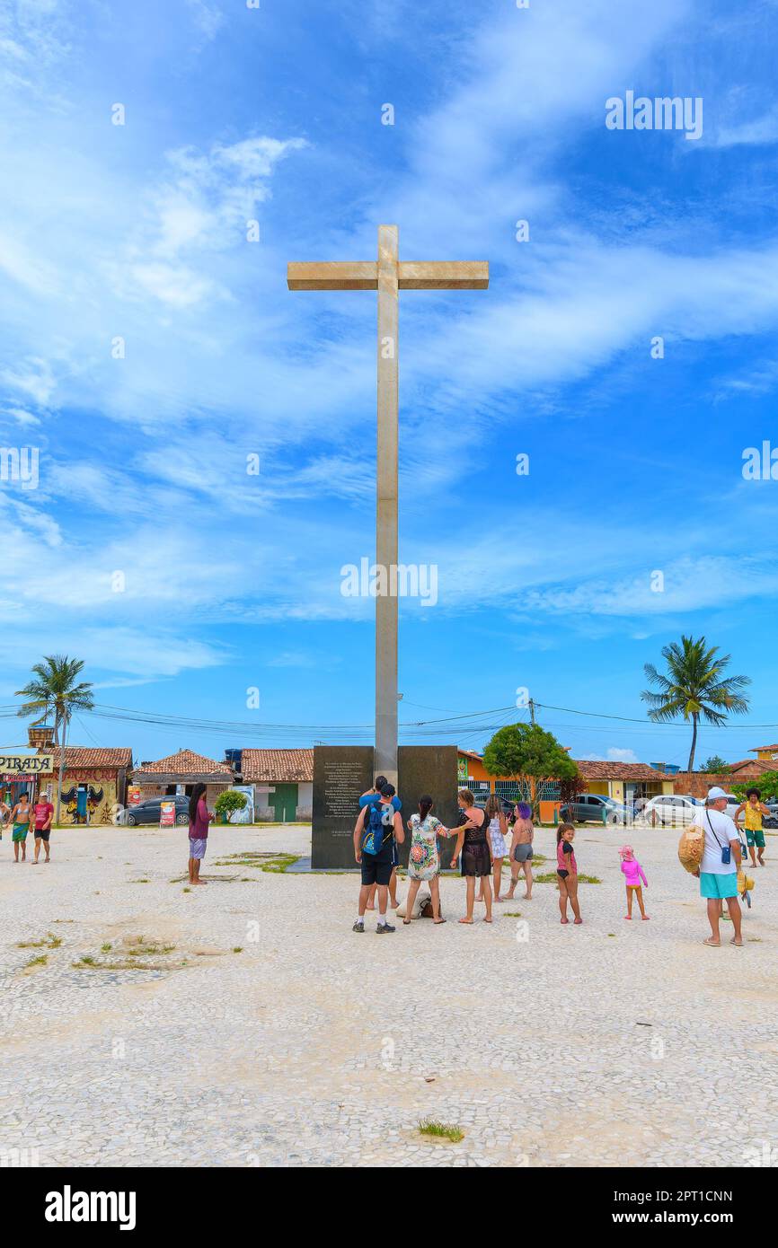 Santa Cruz Cabralia, BA, Brazil - January 05, 2023: the cross of Coroa ...