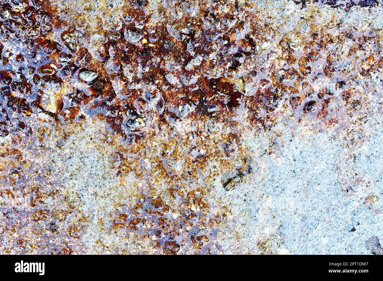 Detailed close up surface of rusty metal and stone with lots of ...