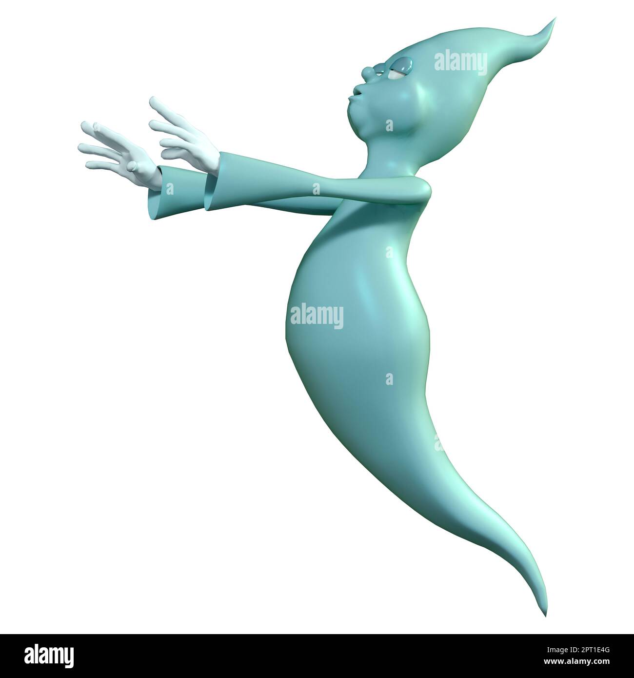 3D rendering of a cartoon Halloween ghost isolated on white background ...