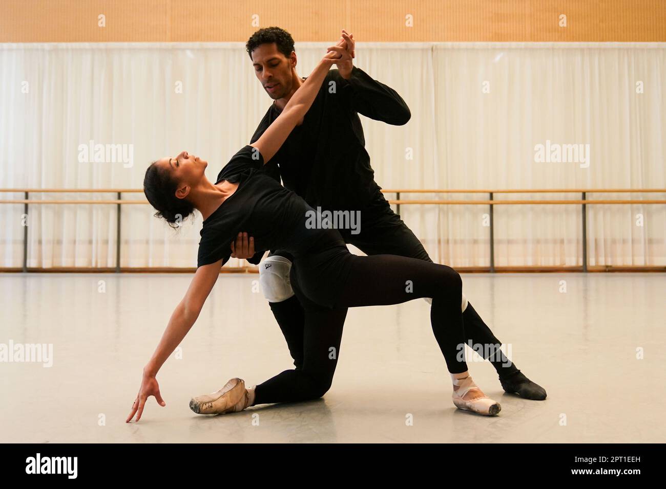Dancers from the Birmingham Royal Ballet perform a rehearsal during the ...