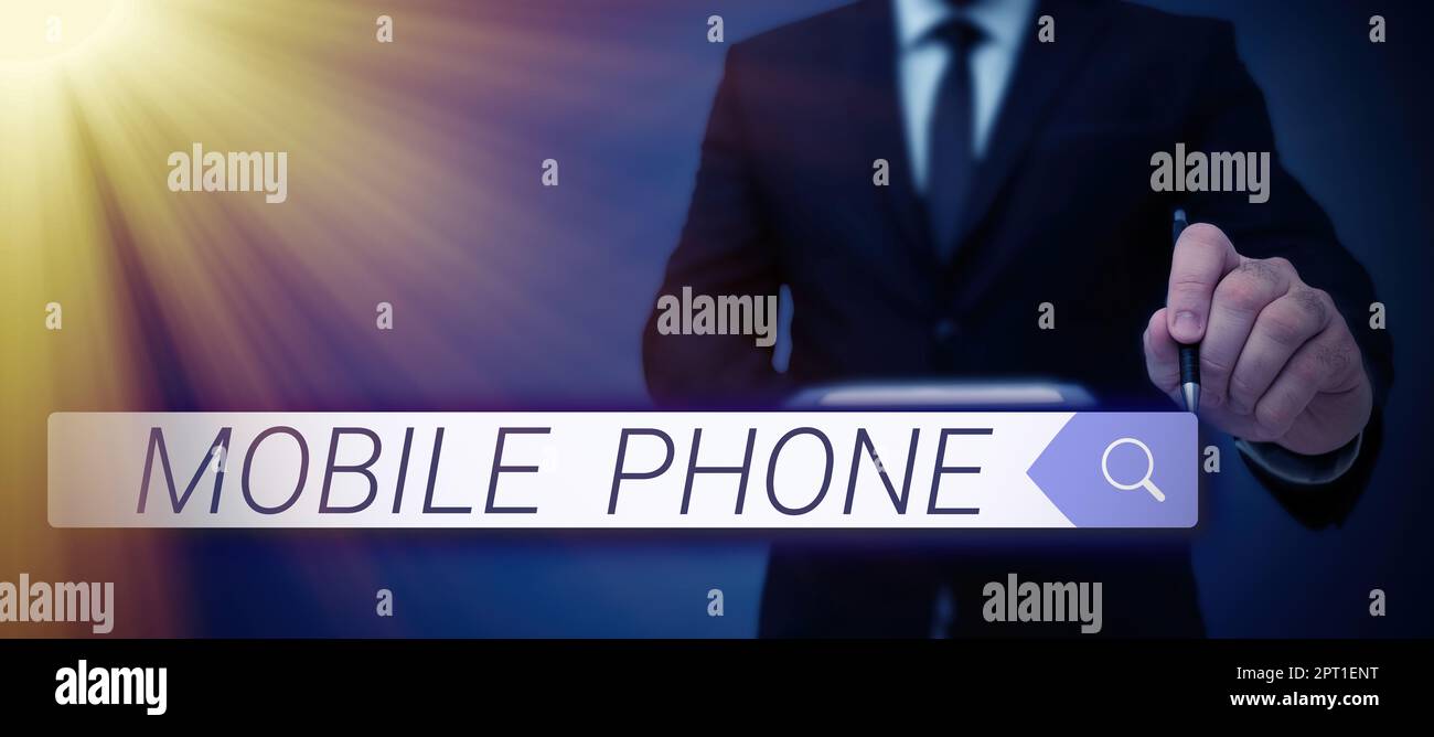 Hand writing sign Mobile Phone, Business showcase A handheld device ...