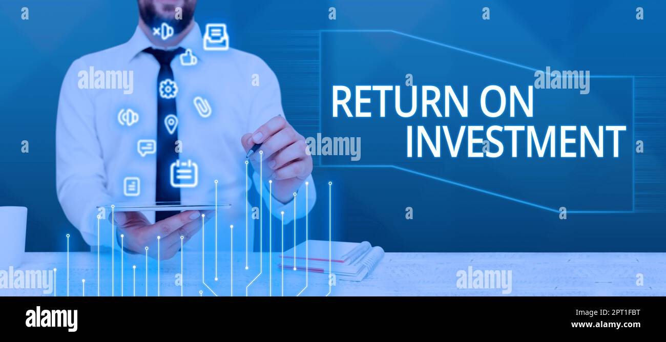 Text sign showing Return On Investment, Concept meaning Ratio between ...