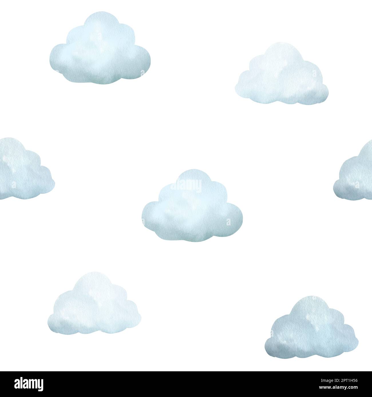 Watercolor seamless pattern with vintage cute fairy tale cartoon clouds ...