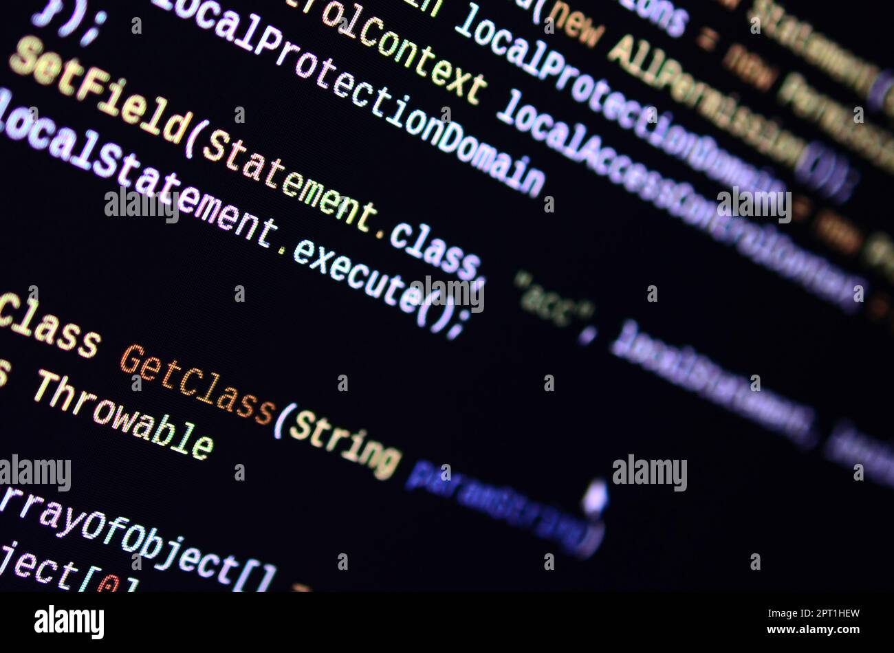 Macro shot of the command line on the monitor of the office computer ...