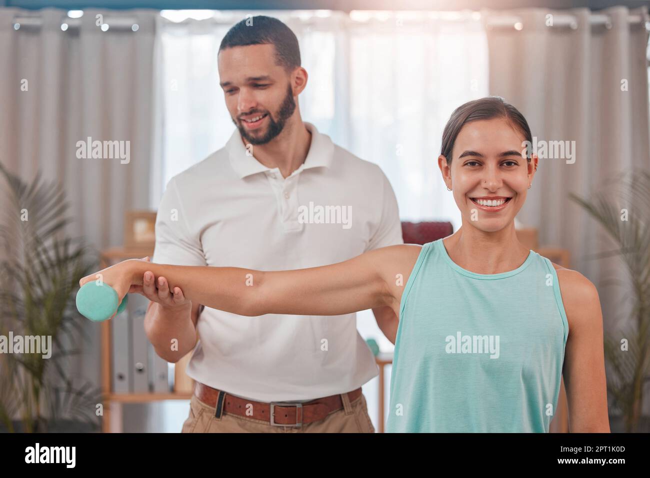 Physiotherapist, woman in physiotherapy and shoulder rehabilitation ...