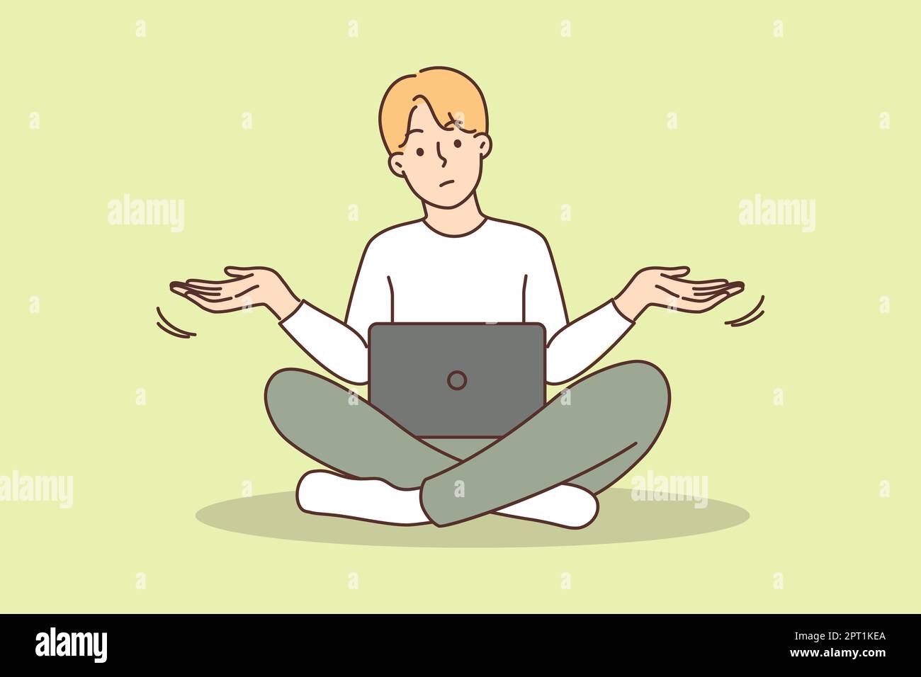 Confused man work on laptop experience problem on gadget. Frustrated ...