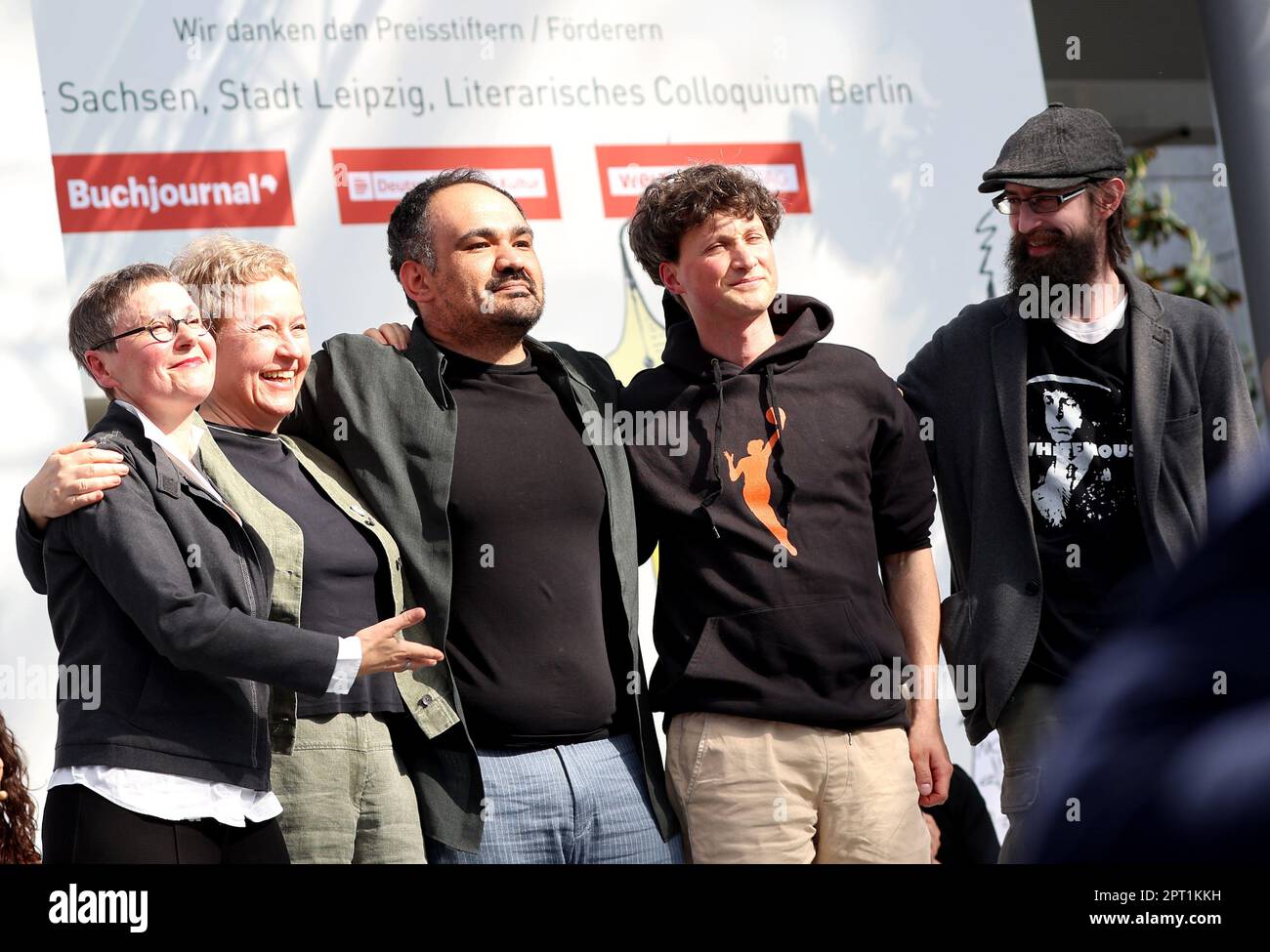 27 April 2023, Saxony, Leipzig: Author Dinçer Güçyeter (3rd from left ...