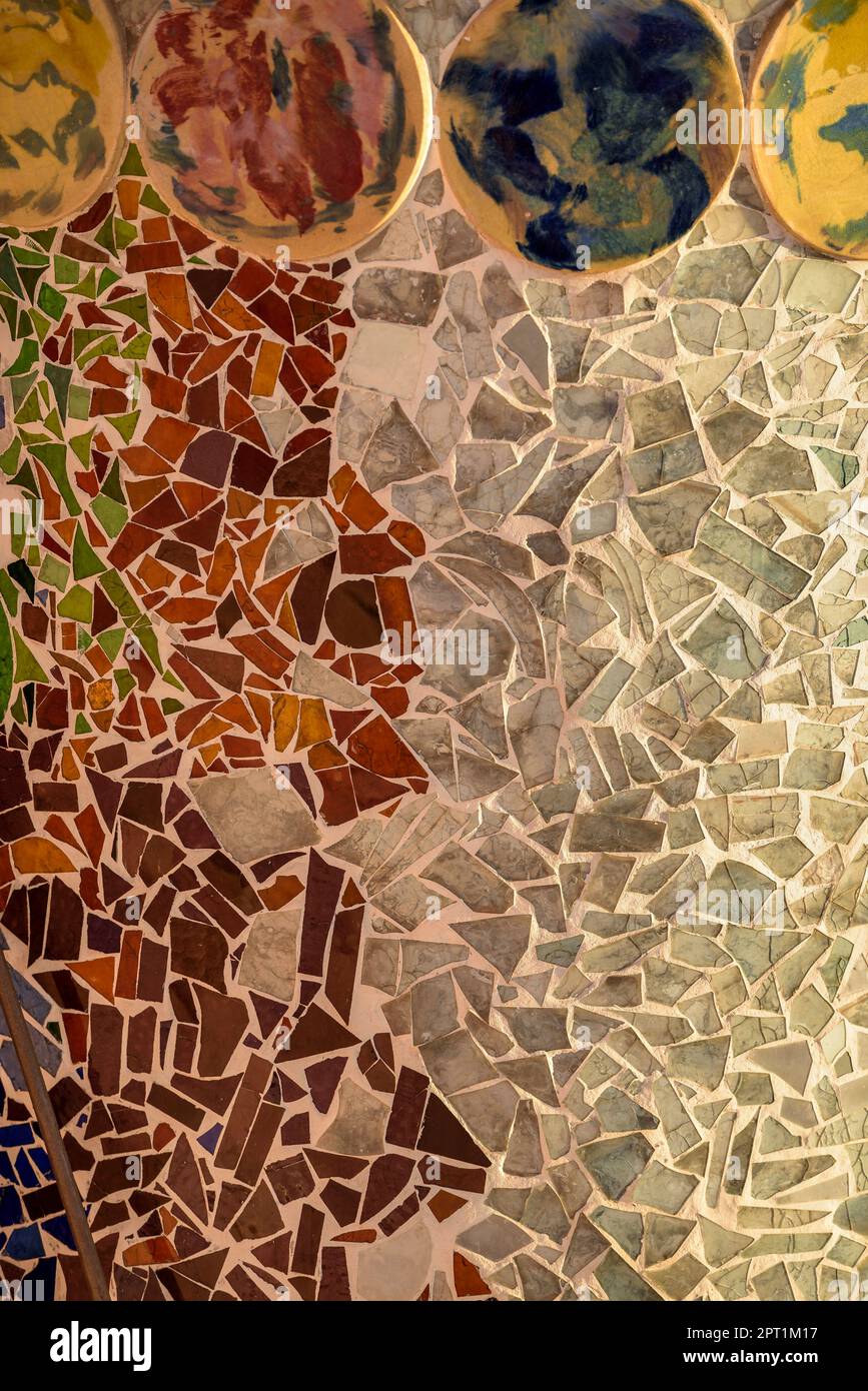 Base of the cross that crowns the facade of Casa Batlló decorated with ...