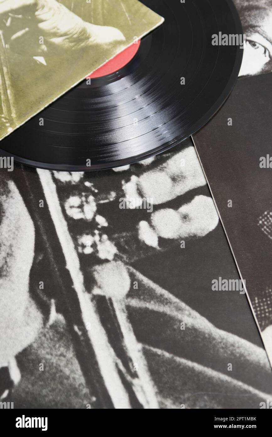 Vinyl recording disk and covers Stock Photo - Alamy