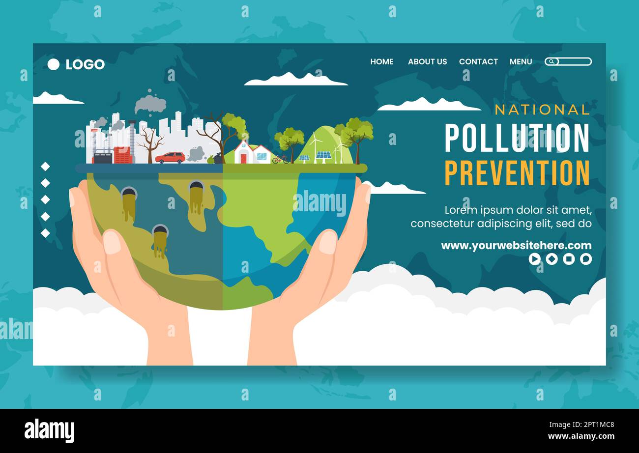 National Pollution Prevention Day Landing Page Flat Cartoon Hand Drawn ...