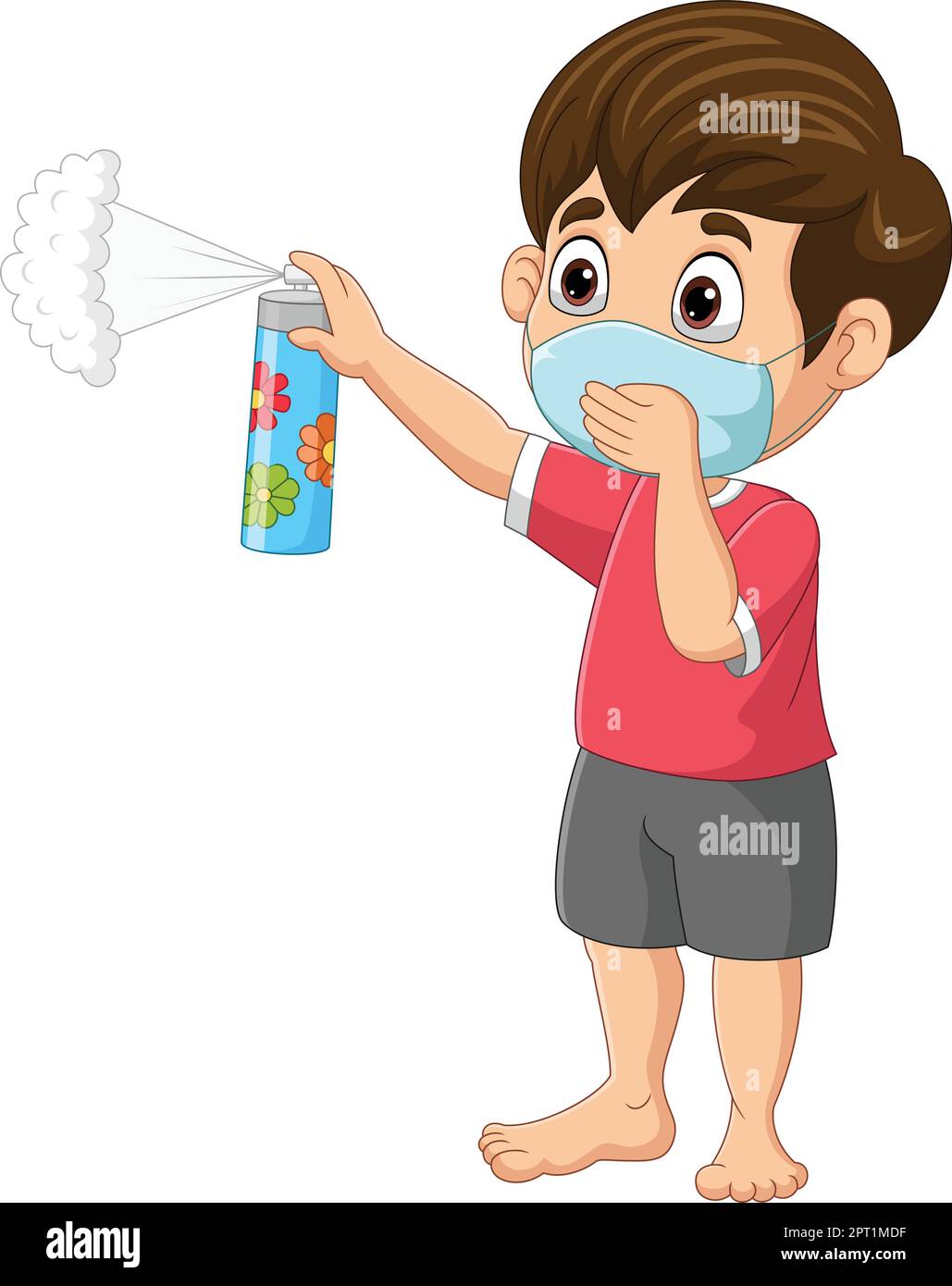 Little boy wearing mask and spray insect repellent Stock Vector Image ...