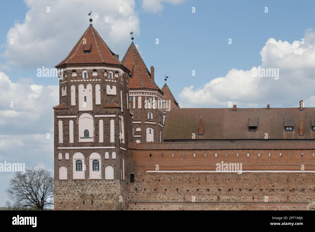 tower of the medieval castle Mir, Belarus Stock Photo - Alamy