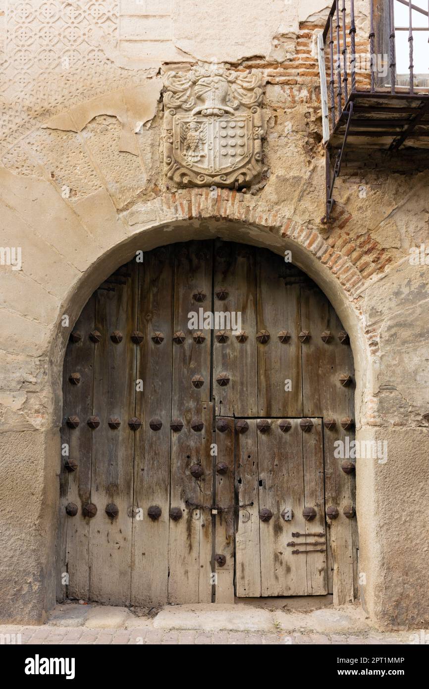 medieval wooden entrance gate Stock Photo - Alamy