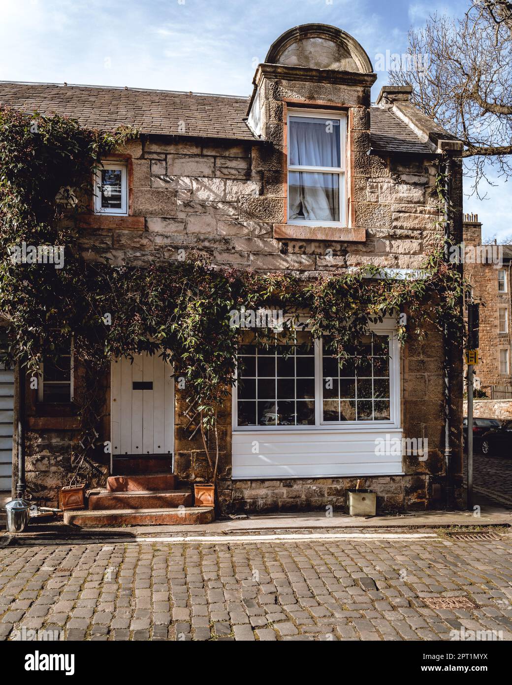 Beautiful home in Edinburgh with a big white window frame Stock Photo ...