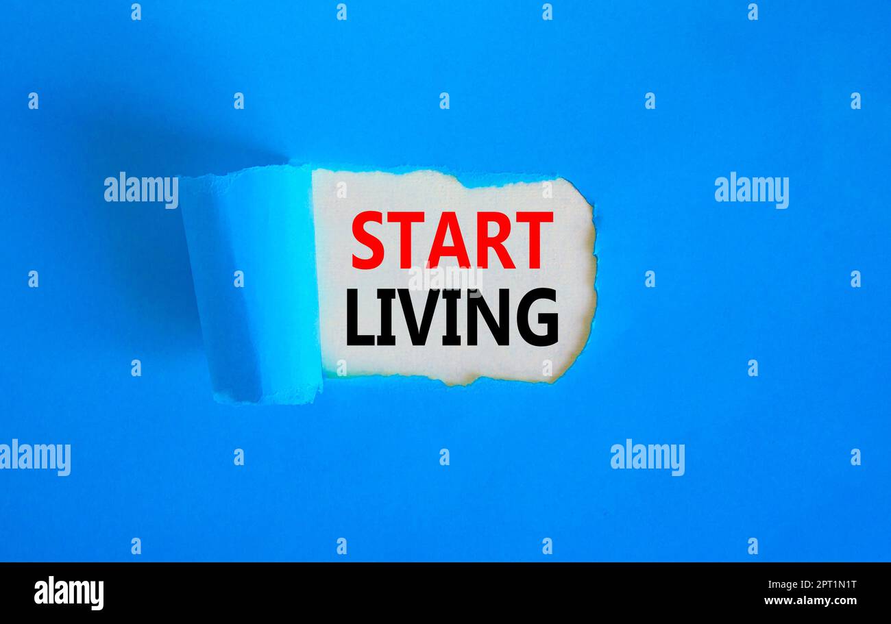 Start living symbol. Concept words Start living on beautiful white ...
