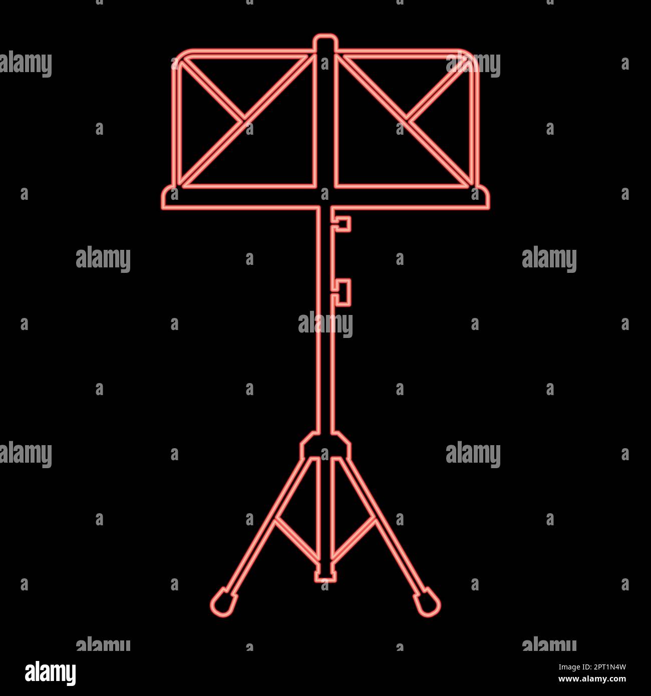 Neon music stand Easel tripod icon black color vector illustration flat ...