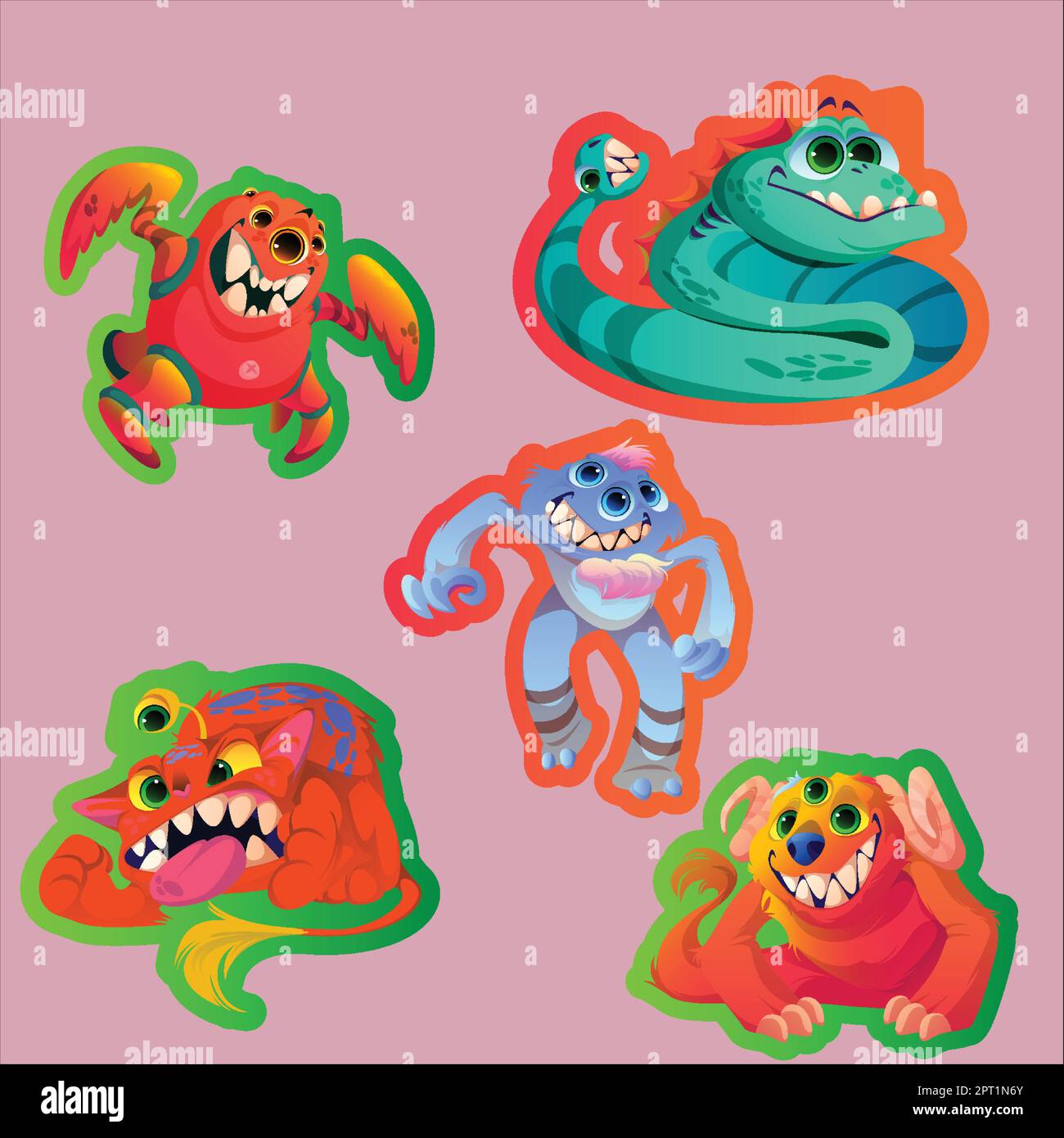 monsters funny alien animals sticker Stock Vector Image & Art - Alamy