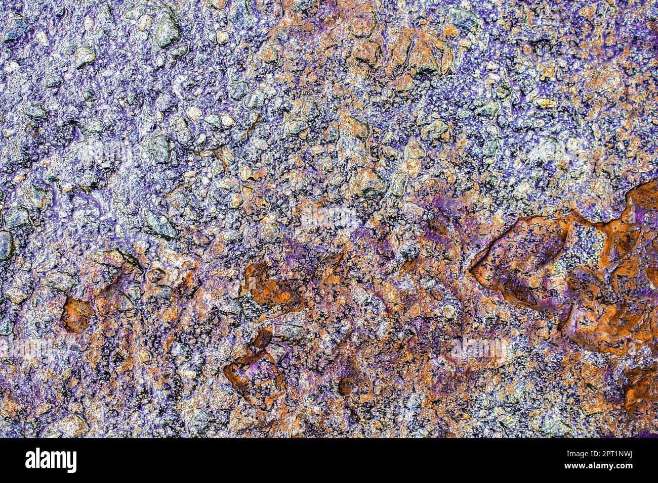 Detailed close up surface of rusty metal and stone with lots of ...