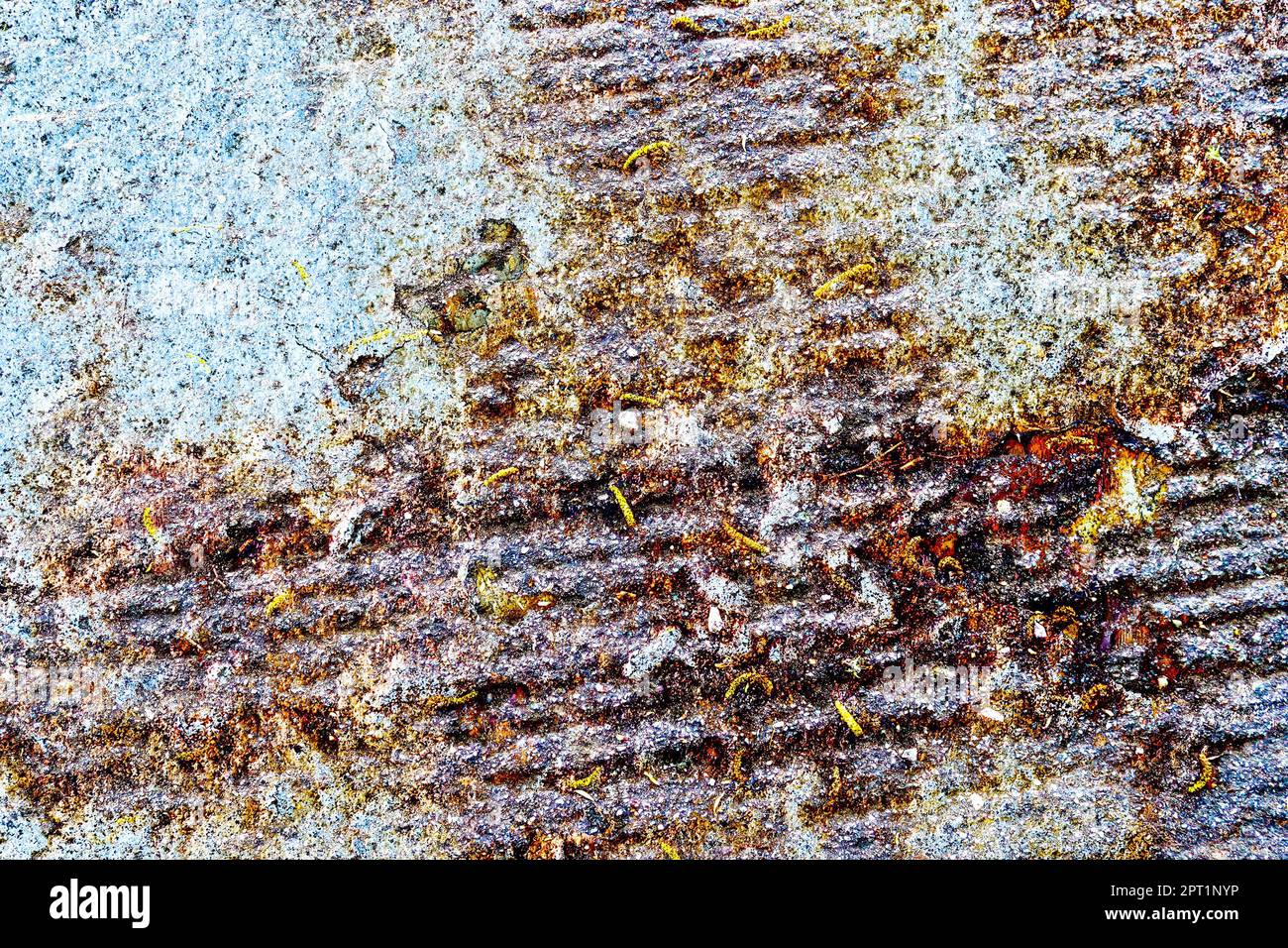 Detailed close up surface of rusty metal and stone with lots of ...