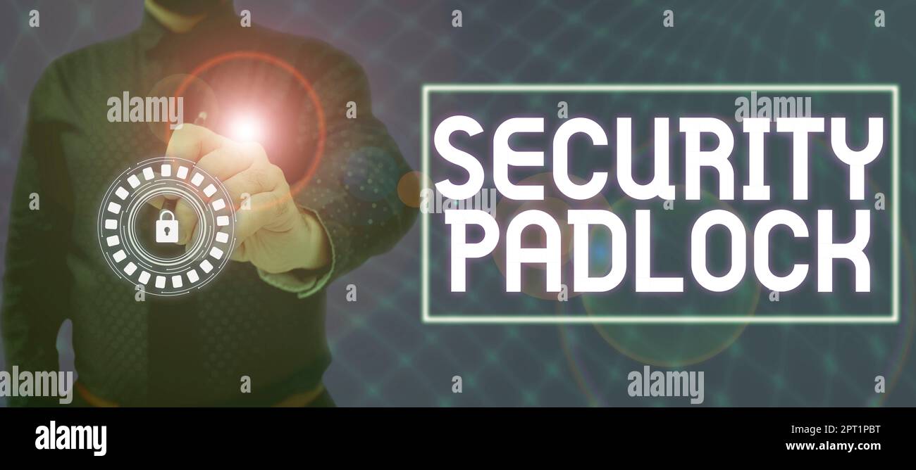 Sign displaying Security Padlockhardened steel body and double locking ...