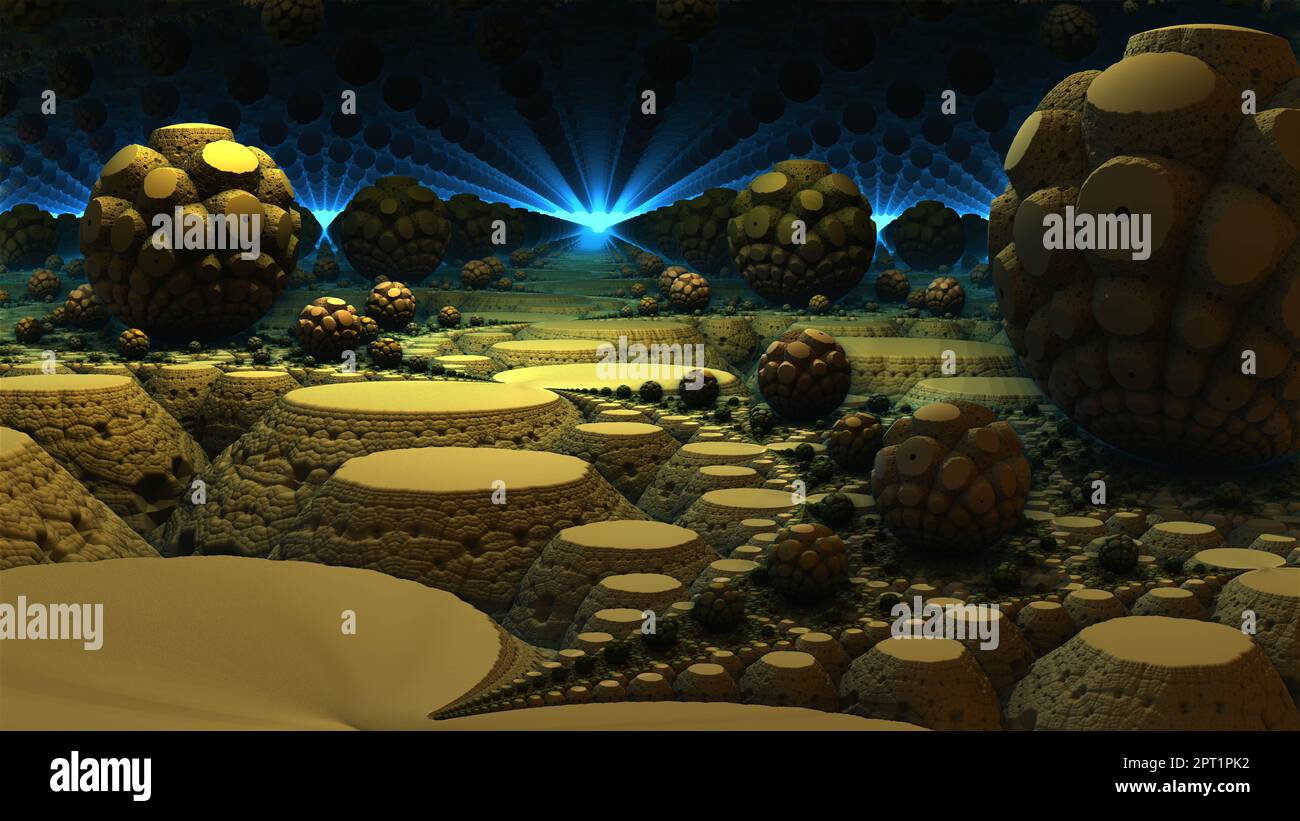 the surface of an alien planet under an alien sun 3d rendering Stock ...