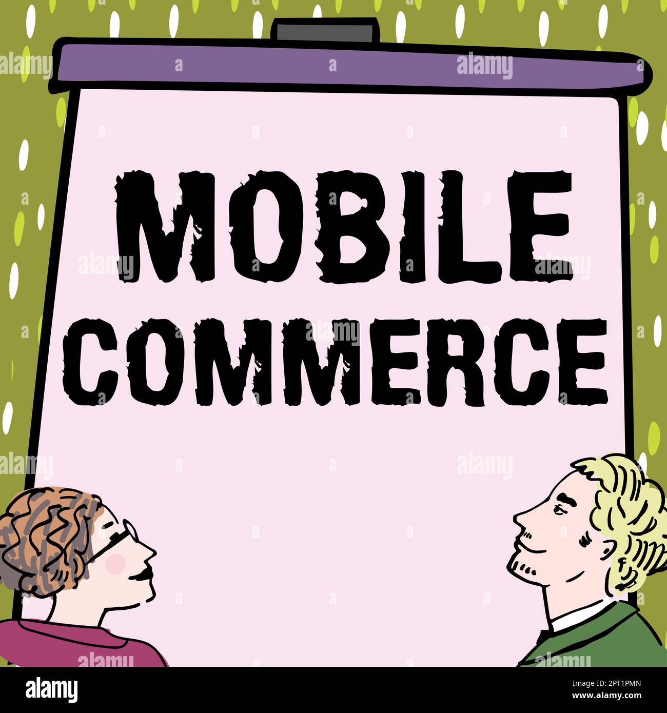 Hand Writing Sign Mobile Commerceusing Mobile Phone To Conduct Commercial Transactions Online