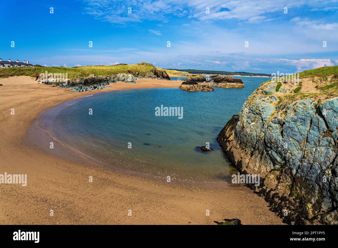 A picturesque view of the Llanddwyn Island beach in Newborough ...