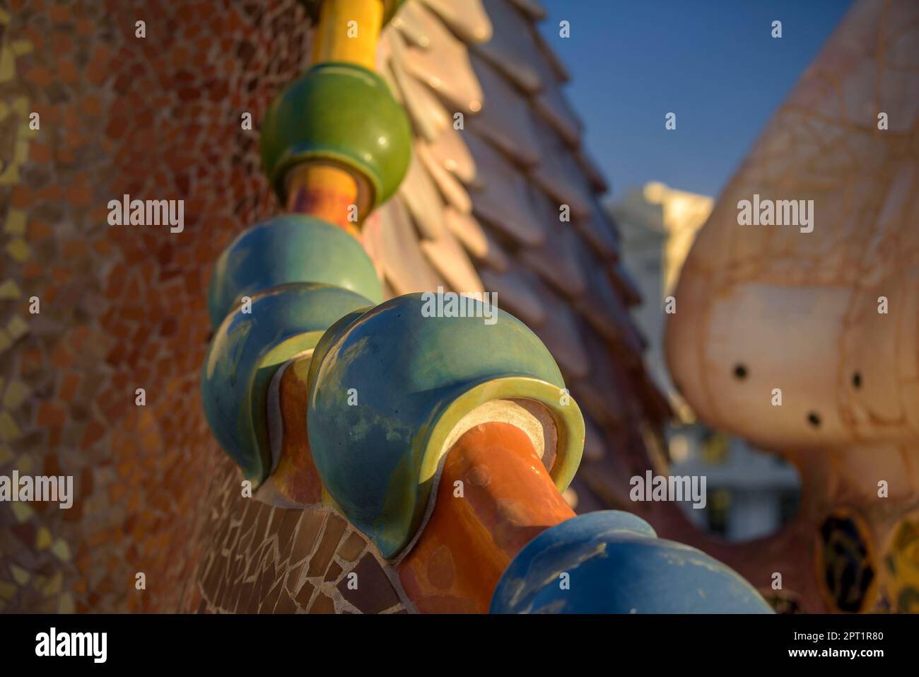 Dragon's thorn crest decorating the roof of Casa Batlló designed by ...
