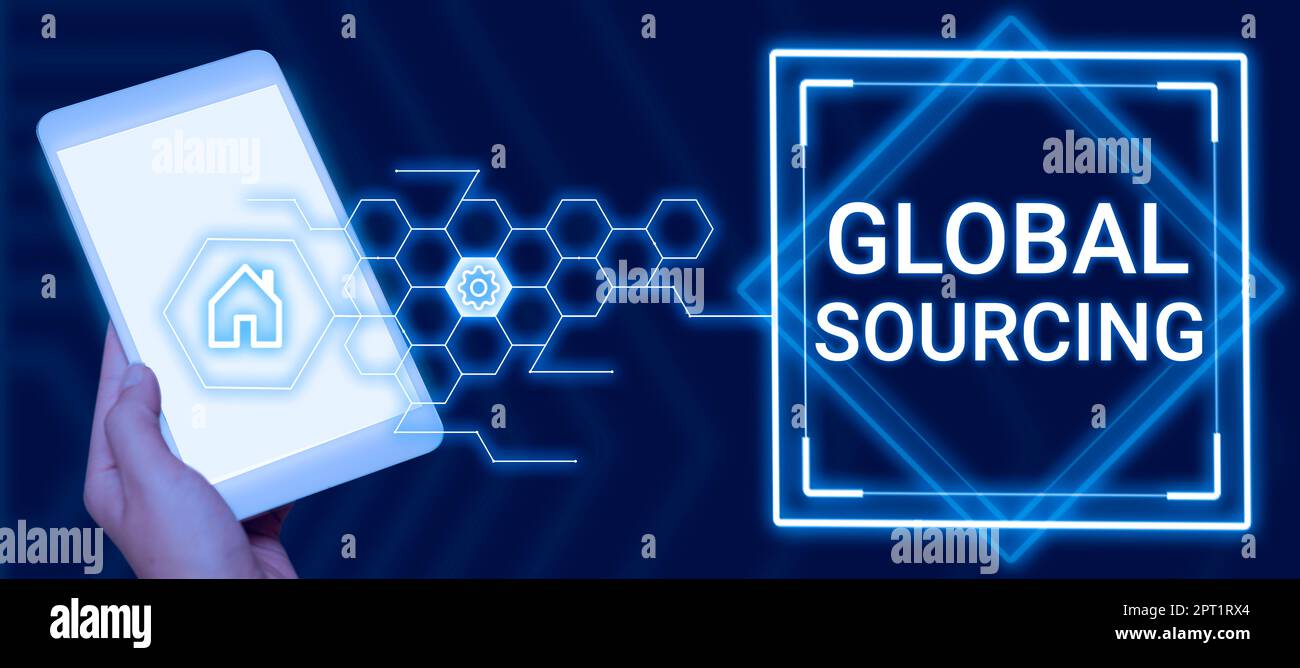 Sign displaying Global Sourcingpractice of sourcing from the global ...