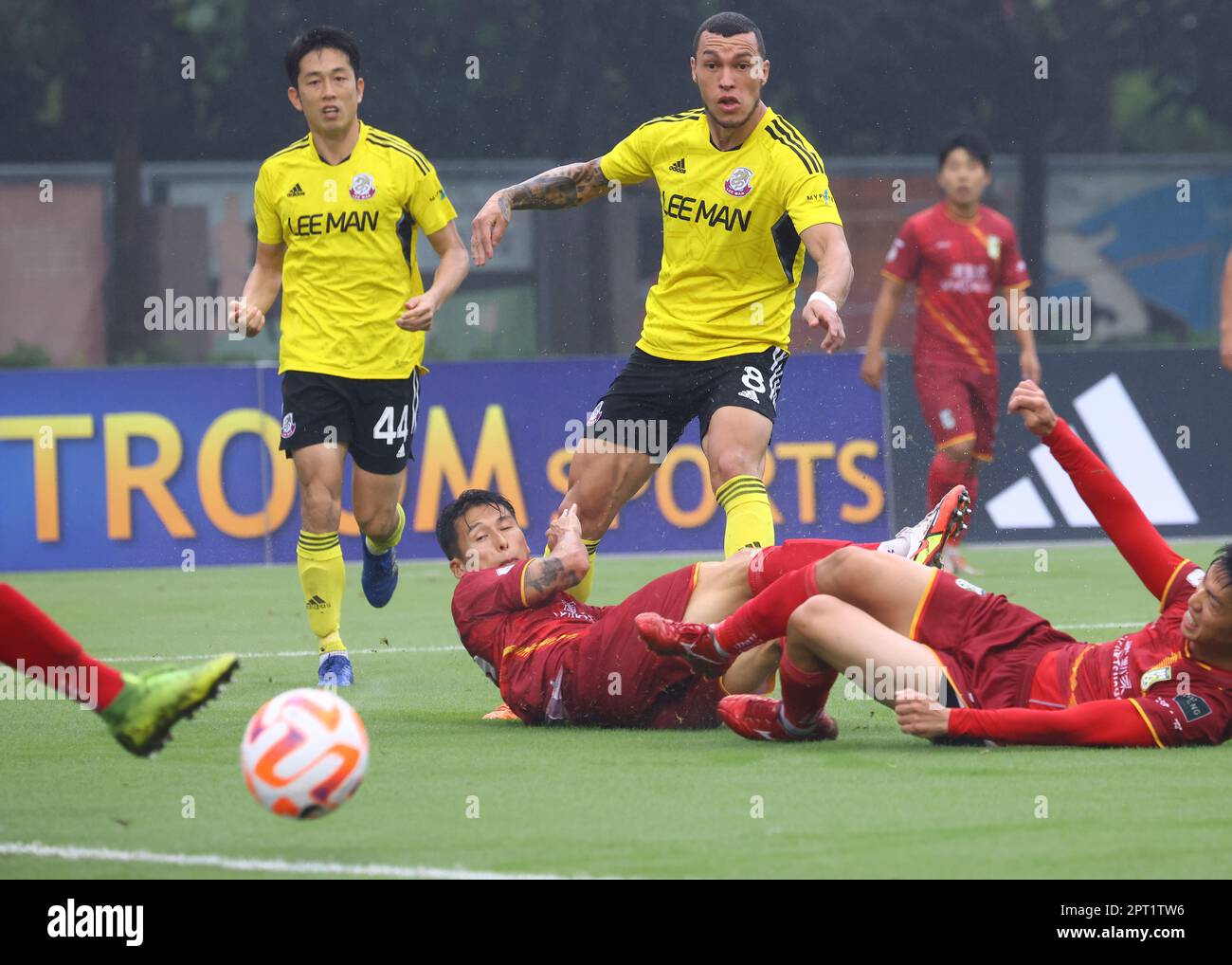 First goal by Lee Man no.8 Everton Camargo during the HK Premier League match between Lee Man ...