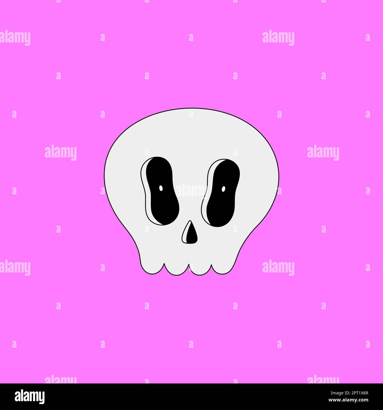 Skull. Halloween spooky cartoon object isolated on pink background ...