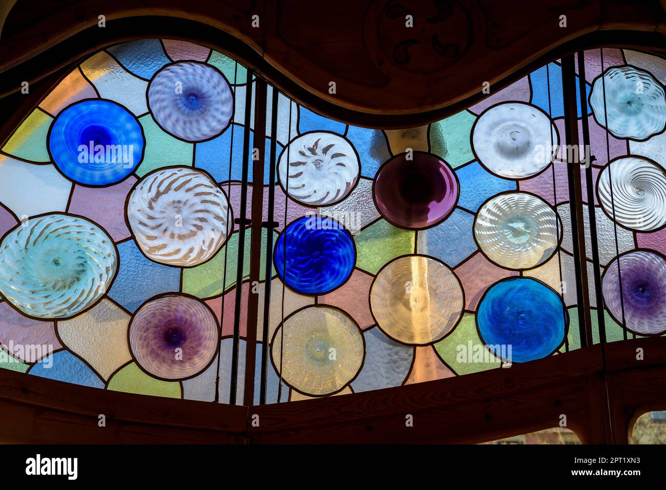 Original modernist stained glass windows designed by Antoni Gaudí on ...