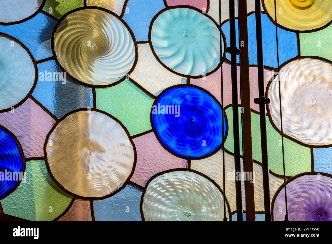 Original modernist stained glass windows designed by Antoni Gaudí on ...