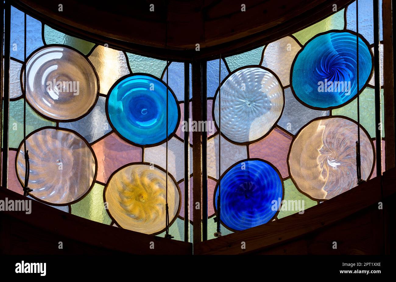 Original modernist stained glass windows designed by Antoni Gaudí on ...