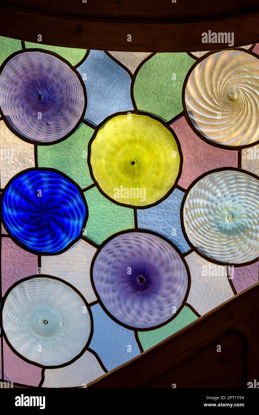 Original modernist stained glass windows designed by Antoni Gaudí on ...