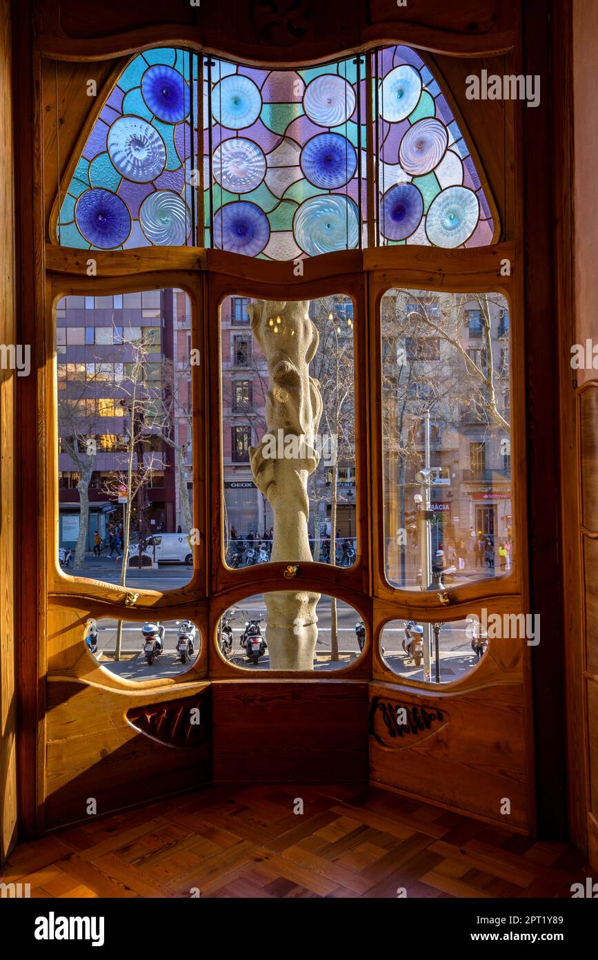 Original modernist stained glass windows designed by Antoni Gaudí on ...