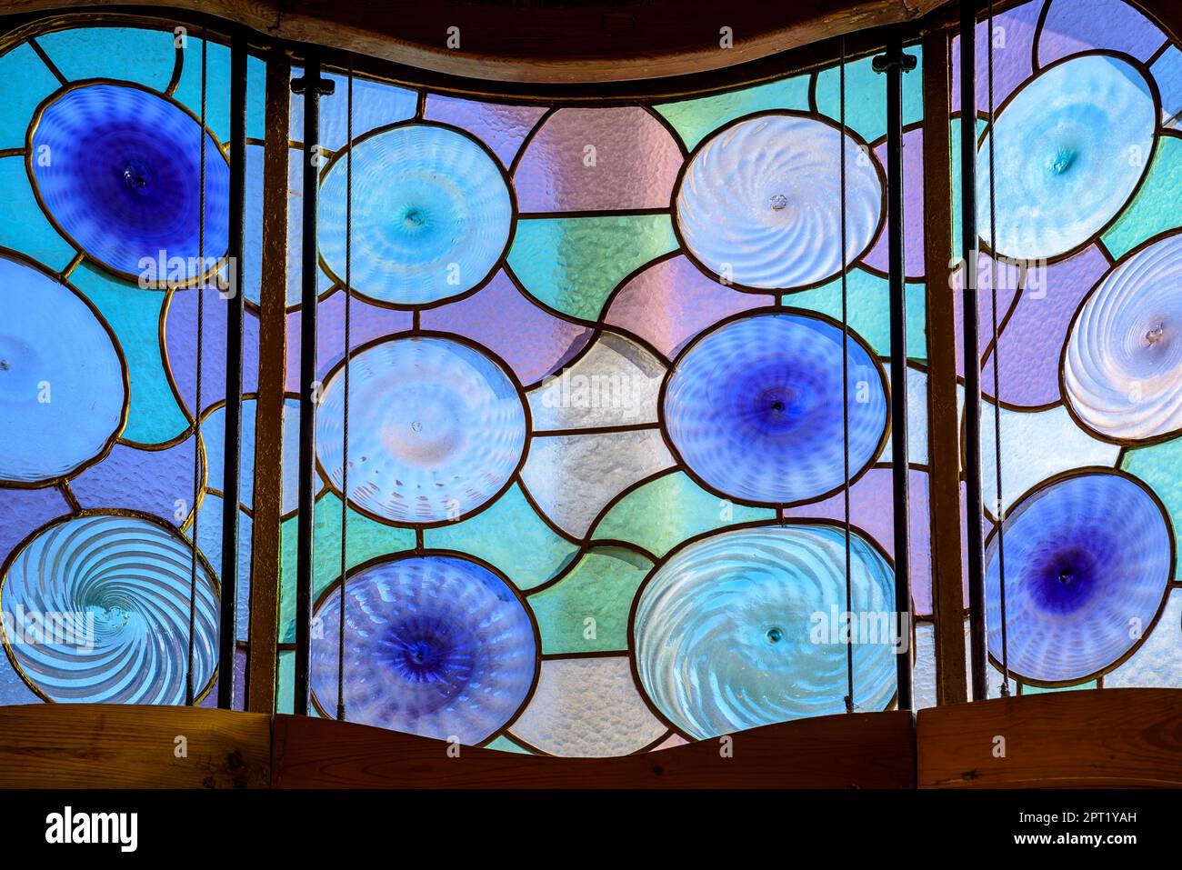 Original modernist stained glass windows designed by Antoni Gaudí on ...