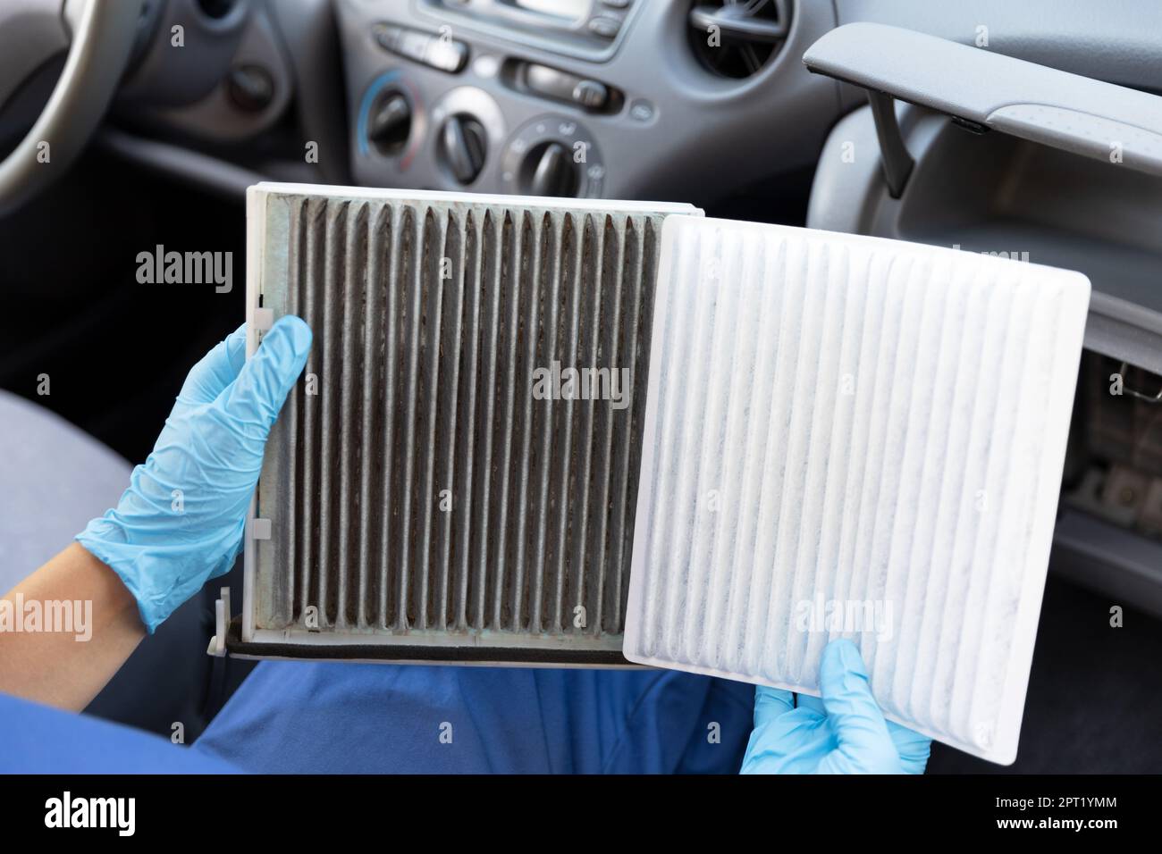 Clean and dirty cabin pollen air filter for a car Stock Photo - Alamy