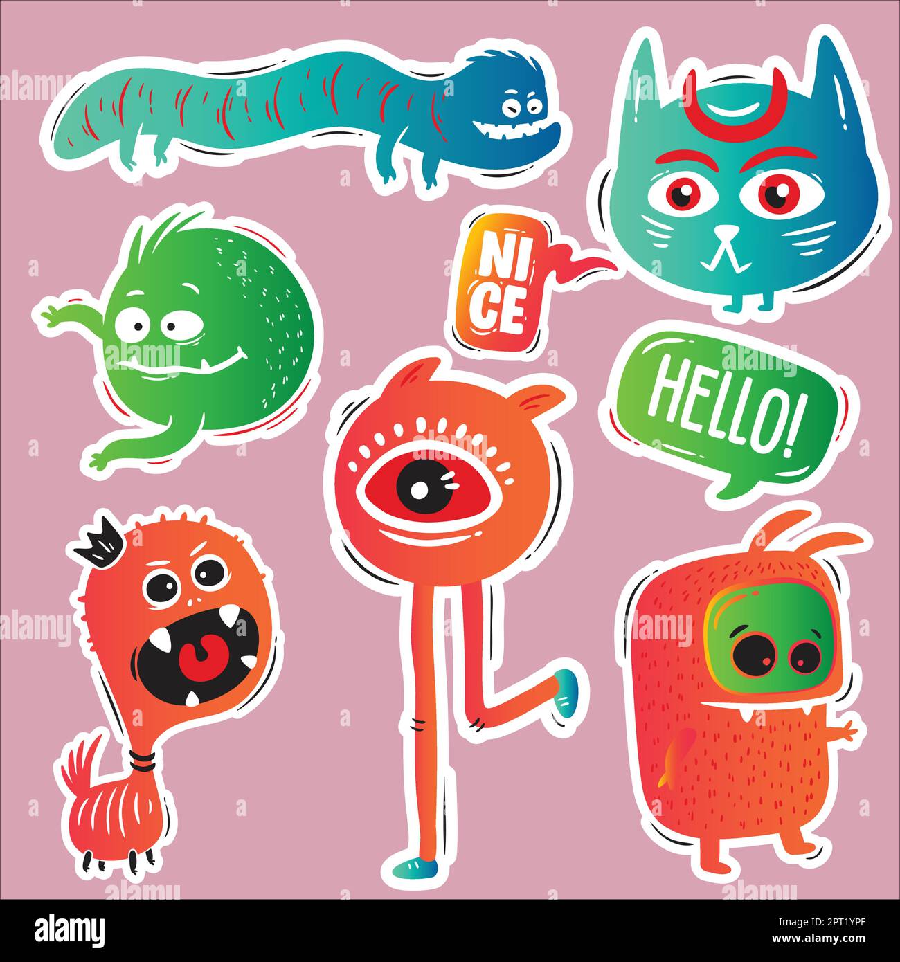 Cute Doodle Monsters Set