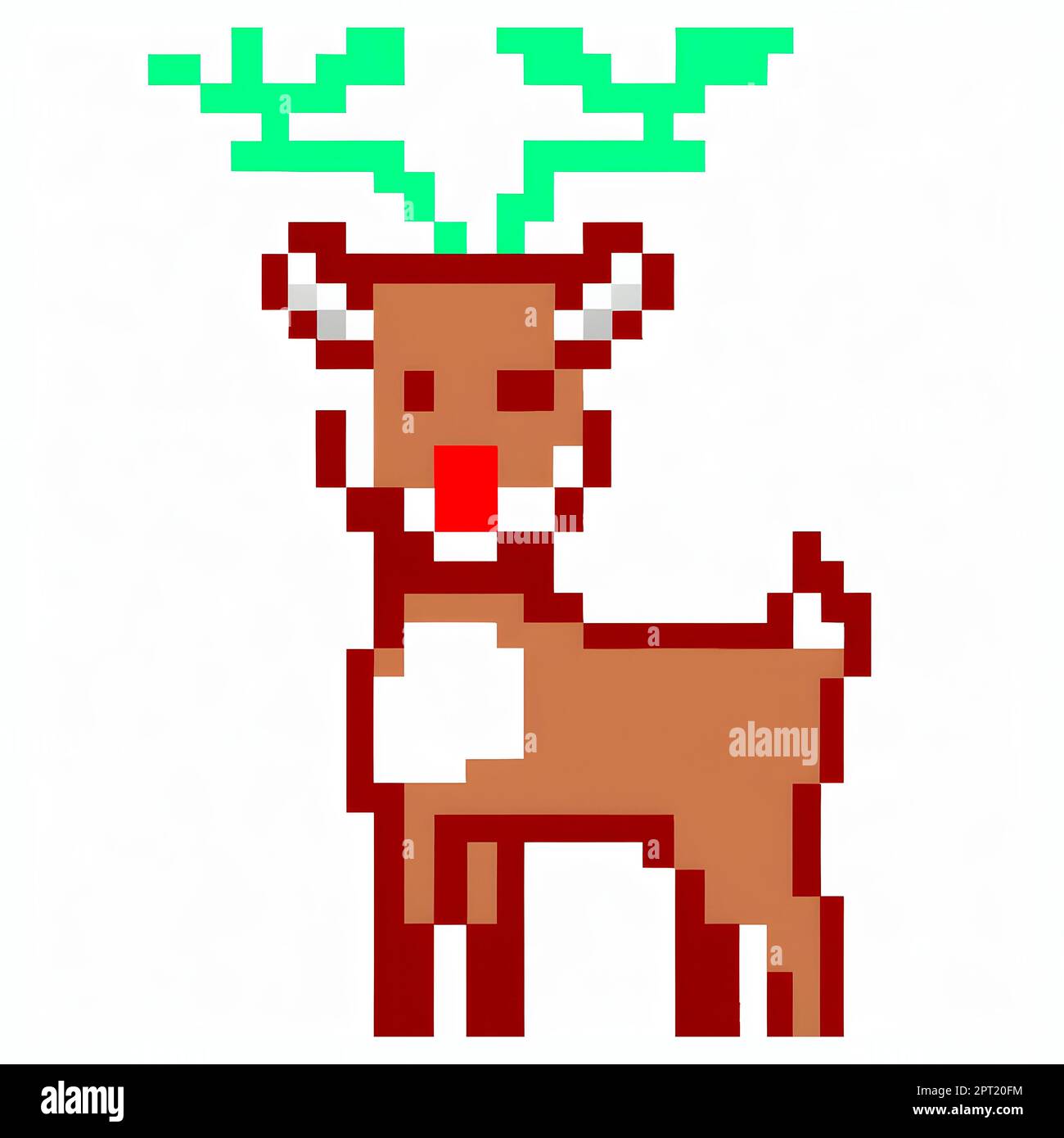 Christmas deer with red nose on white background, pixel art style illustration Stock Photo - Alamy