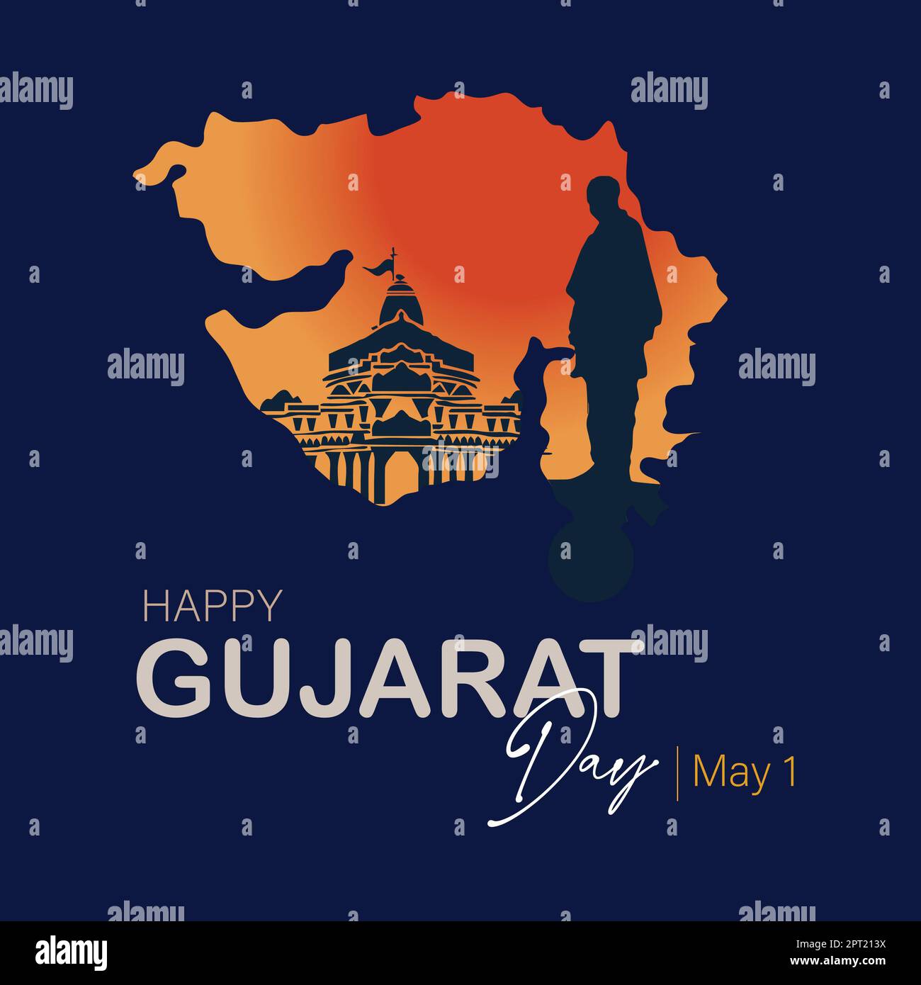 Happy Gujarat Day May 1 Social Media Web Greeting Post Stock Photo - Alamy