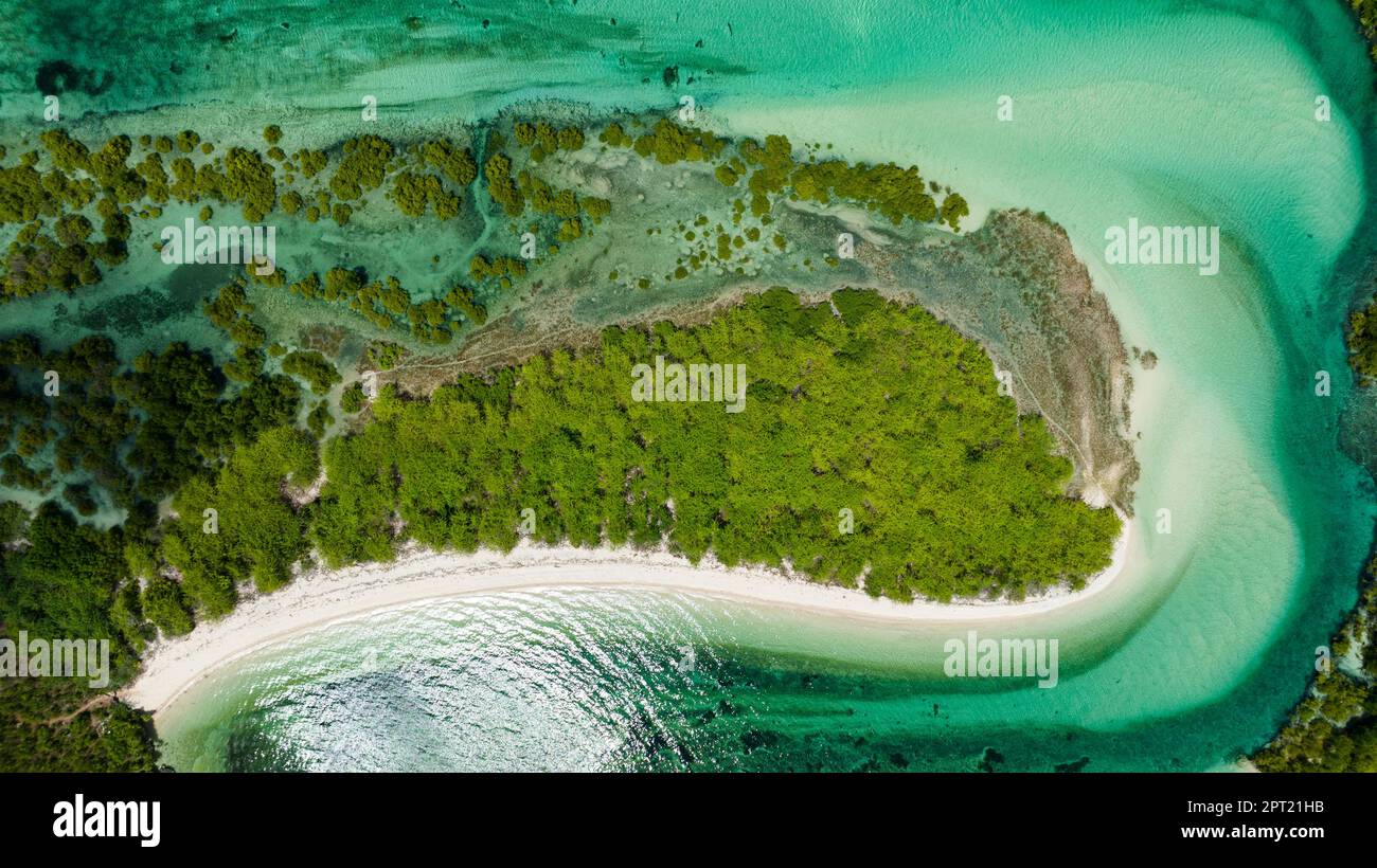 Blue lagoon with islands in turquoise water. Tropical landscape ...